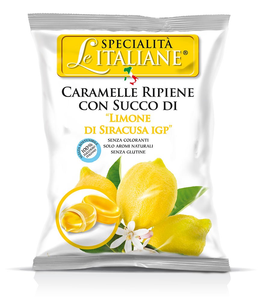 Serra Le Italiane, Italian Natural Hard Candy Filled With Lemon From Siracuse Italy, 3.5 oz