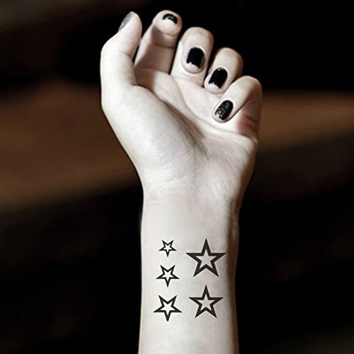 Oottati Small Cute Temporary Tattoo Hand Stars (Set of 2)