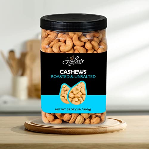 Cashews Roasted Unsalted (32 oz / 2 lbs) | Healthy Protein Snack, Natural Healthy Diet Friendly Snacks, Gift Giving | Whole Cashew | Certified Kosher - Vegan & Keto Friendly Superfood | Jaybee's Nuts