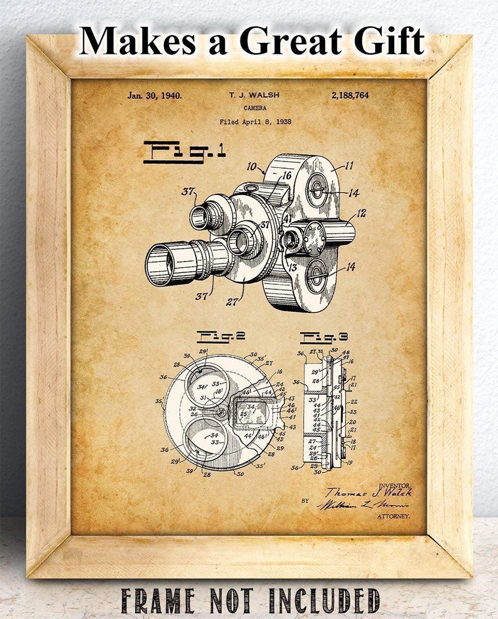 Film Movie Motion Picture Camera Patent - Classic Movie Theater Poster, Theater Room and Movie Director Room Decor, Gift for Photographers and Movie Makers, 11x14 Unframed Patent Print Poster