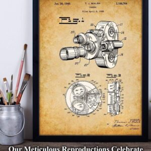 Film Movie Motion Picture Camera Patent - Classic Movie Theater Poster, Theater Room and Movie Director Room Decor, Gift for Photographers and Movie Makers, 11x14 Unframed Patent Print Poster