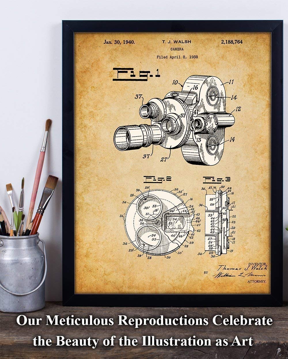 Film Movie Motion Picture Camera Patent - Classic Movie Theater Poster, Theater Room and Movie Director Room Decor, Gift for Photographers and Movie Makers, 11x14 Unframed Patent Print Poster