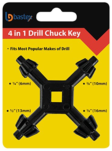 4-way Chuck Key for Drill Presses by Bastex, Multi Universal Power and Hammer Drill Wrench Fits 4 Sizes 6mm to 16mm