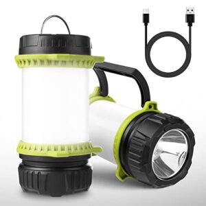 lighting ever led camping lantern rechargeable, flashlight with 500lm, 5 light modes, 2600mah power bank, ipx4 waterproof, for hurricane emergency, outdoor, hiking and home, usb cable included