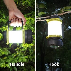 Lighting Ever LED Camping Lantern Rechargeable, Flashlight with 500LM, 5 Light Modes, 2600mAh Power Bank, IPX4 Waterproof, for Hurricane Emergency, Outdoor, Hiking and Home, USB Cable Included