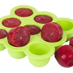 Kiddo Feedo Baby Food Freezer Tray with Silicone Clip-On Lid - Free E-Book by Award-Winning Author/Dietitian - Green