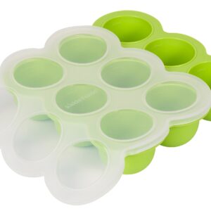 Kiddo Feedo Baby Food Freezer Tray with Silicone Clip-On Lid - Free E-Book by Award-Winning Author/Dietitian - Green