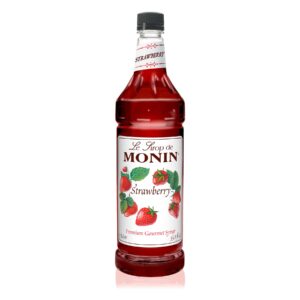 monin - strawberry syrup, mild and sweet, great for cocktails and teas, gluten-free, non-gmo (1 liter)