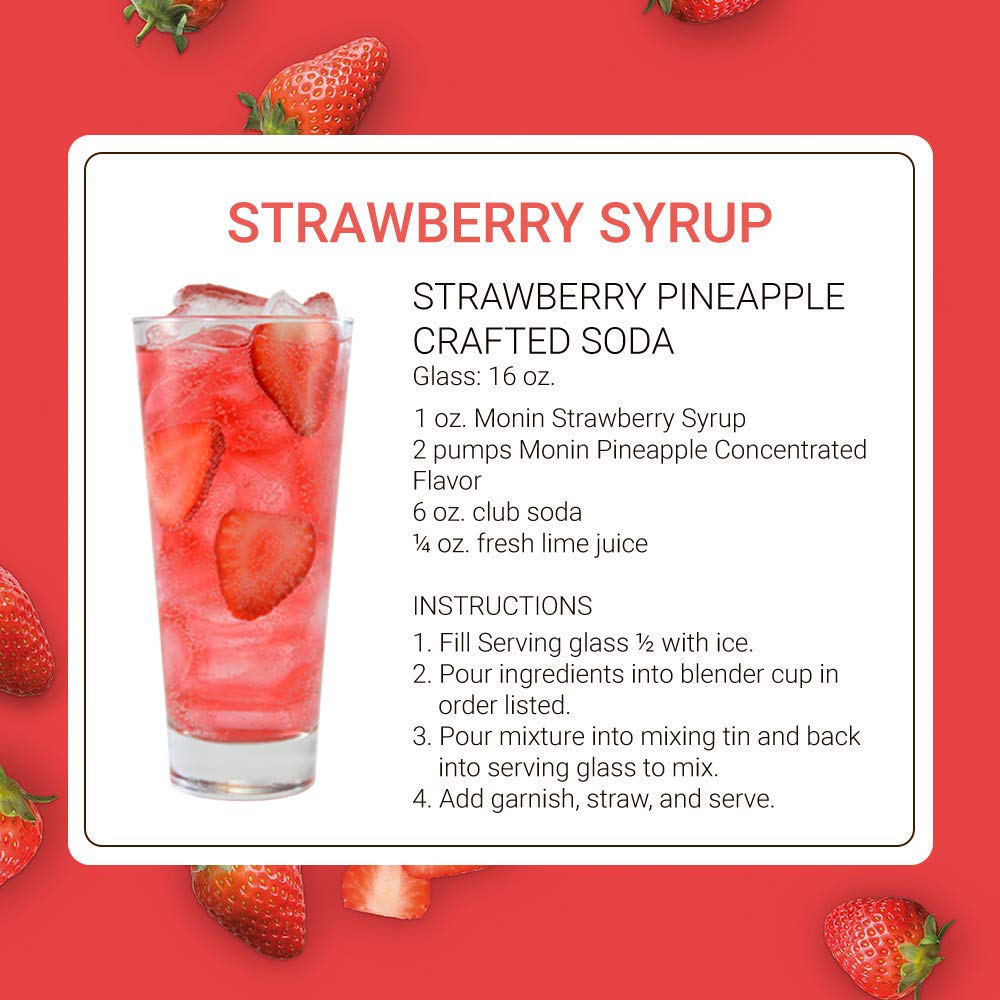 Monin - Strawberry Syrup, Mild and Sweet, Great for Cocktails and Teas, Gluten-Free, Non-GMO (1 Liter)