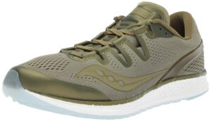 saucony women's freedom iso unisex running shoe, olive, 6