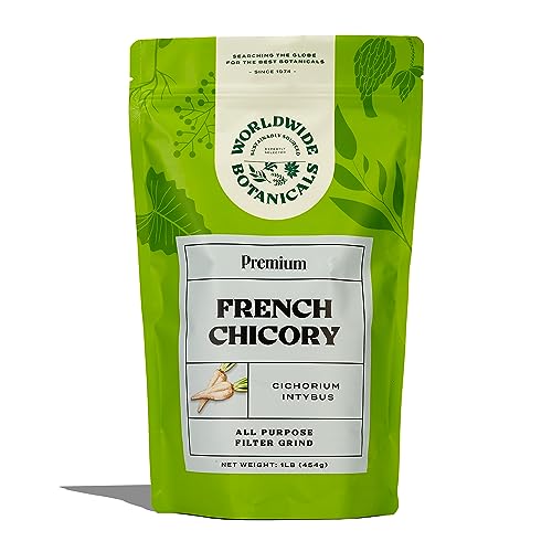 Worldwide Botanicals French Chicory Root - Brew Like Coffee, Blend Roasted Chicory Root With Coffee, Prebiotic Coffee Alternative, Acid Free, Caffeine Free, Kosher - 1 Pound