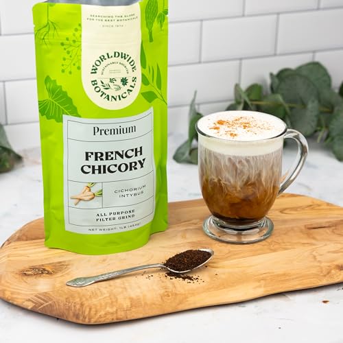 Worldwide Botanicals French Chicory Root - Brew Like Coffee, Blend Roasted Chicory Root With Coffee, Prebiotic Coffee Alternative, Acid Free, Caffeine Free, Kosher - 1 Pound