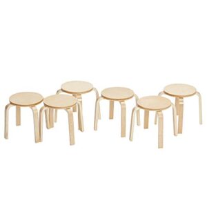 ecr4kids bentwood stackable stools, classroom furniture, natural, 6-piece