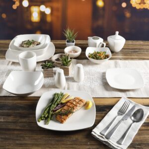 Gibson Home Zen Buffet Dinnerware Set, Service for 6 (39pcs), White (Square)