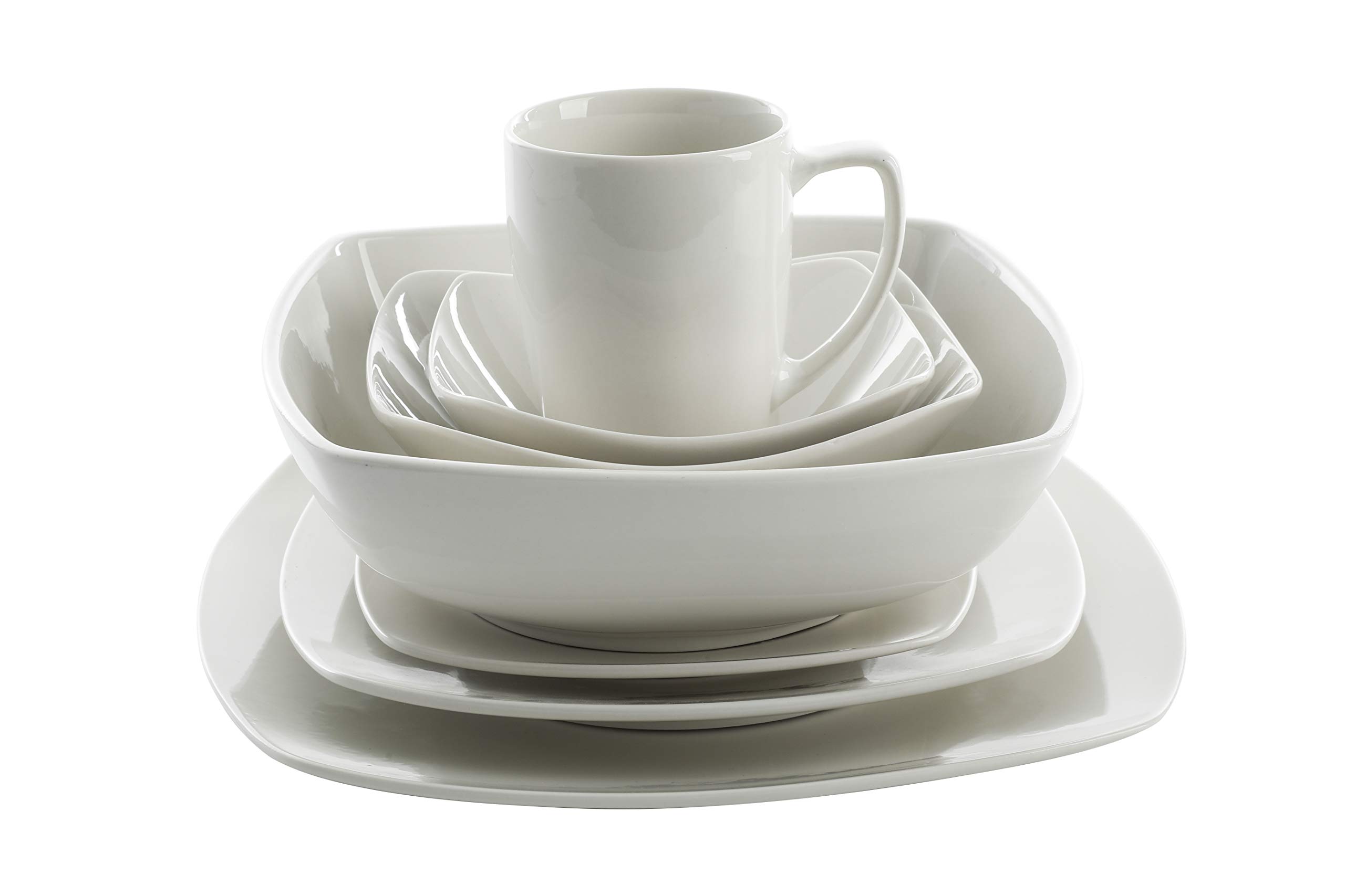 Gibson Home Zen Buffet Dinnerware Set, Service for 6 (39pcs), White (Square)