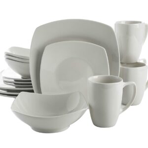 Gibson Home Zen Buffet Dinnerware Set, Service for 6 (39pcs), White (Square)