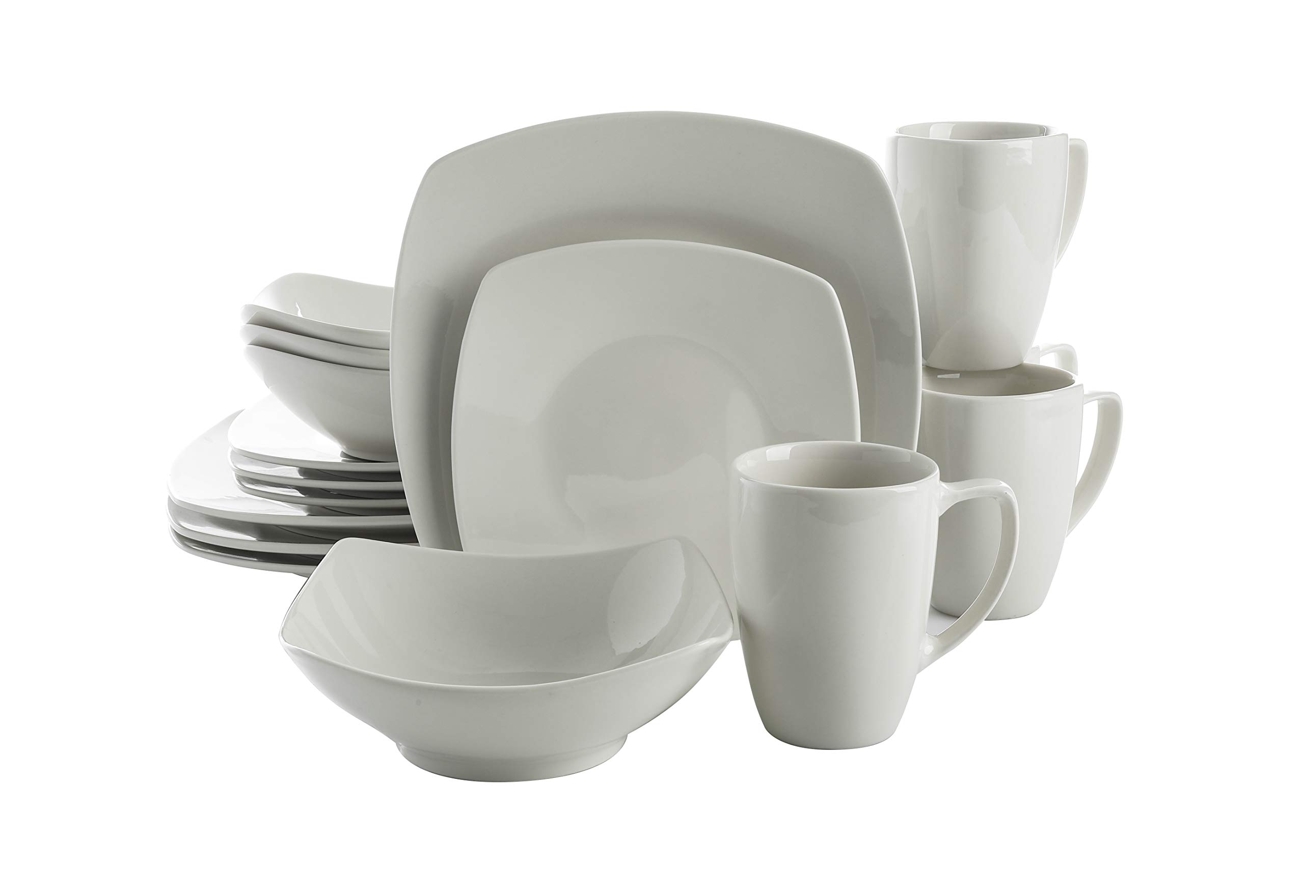 Gibson Home Zen Buffet Dinnerware Set, Service for 6 (39pcs), White (Square)