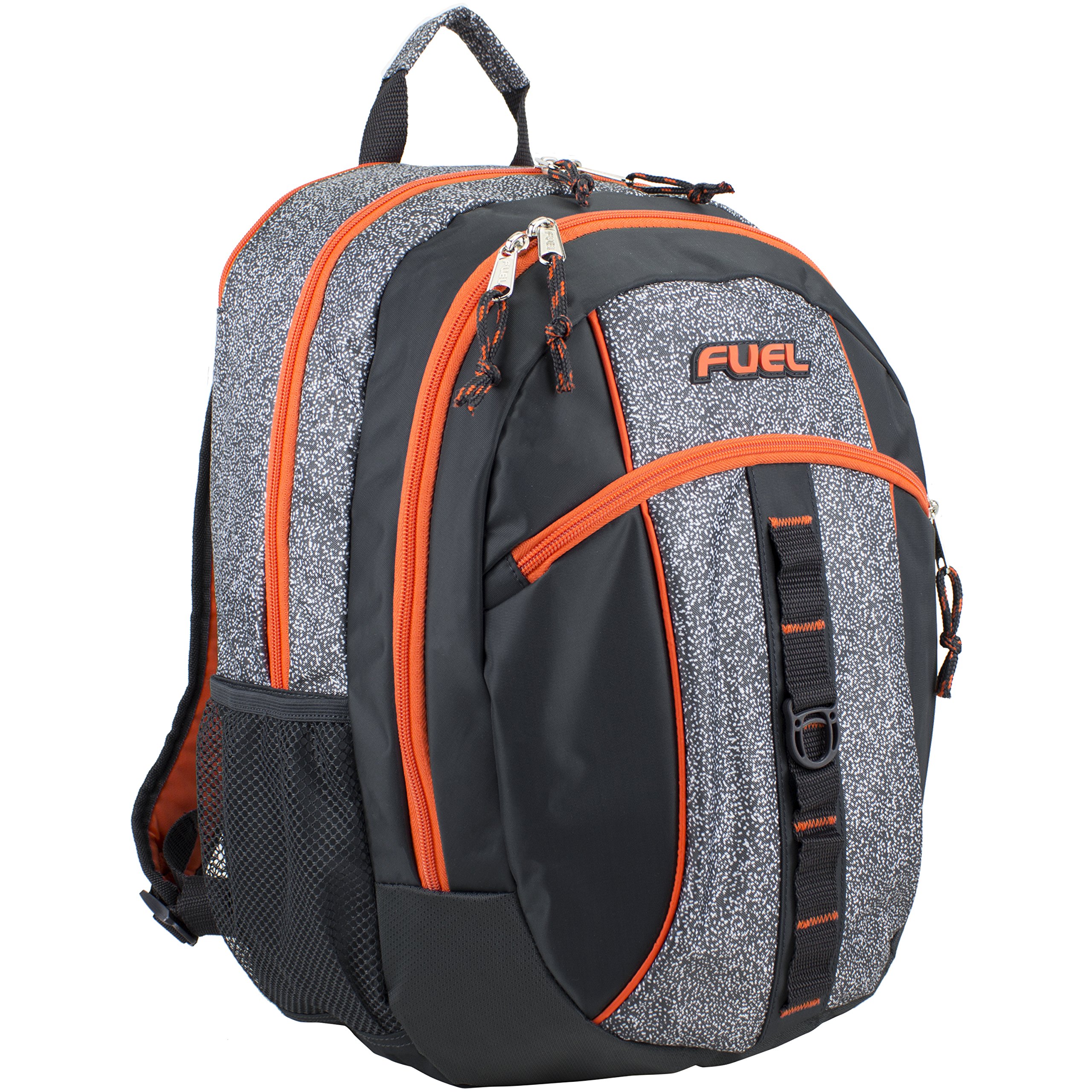 FUEL Sport Active Multi-Functional Ergonomic Backpack with Separate Tech Compartment (Gray Static Dots/Orange Trim)