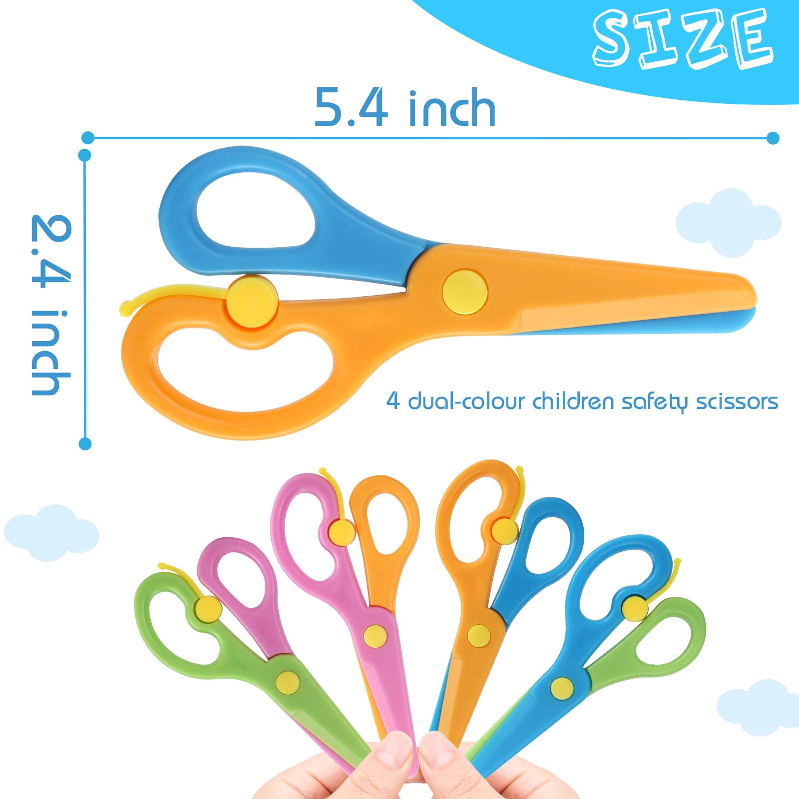 LovesTown Preschool Training Scissors,4Pcs Children Safety Pre-School Safety Scissors Art Craft Scissors