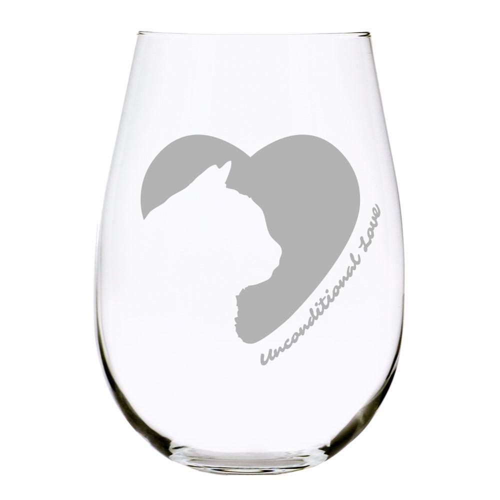 Cat silhouette stemless wine glass, 17 oz.