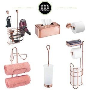 mDesign Metal Bathroom 2 Section Storage Tool Organizer Basket Tray - Hang Over Cabinet Door - Storage for Hair Dryer, Straightener, Curling Iron, Styling Products - Concerto Collection - Rose Gold