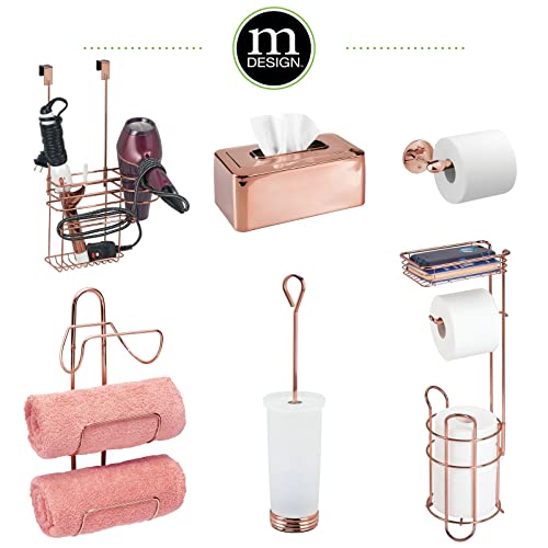 mDesign Metal Bathroom 2 Section Storage Tool Organizer Basket Tray - Hang Over Cabinet Door - Storage for Hair Dryer, Straightener, Curling Iron, Styling Products - Concerto Collection - Rose Gold