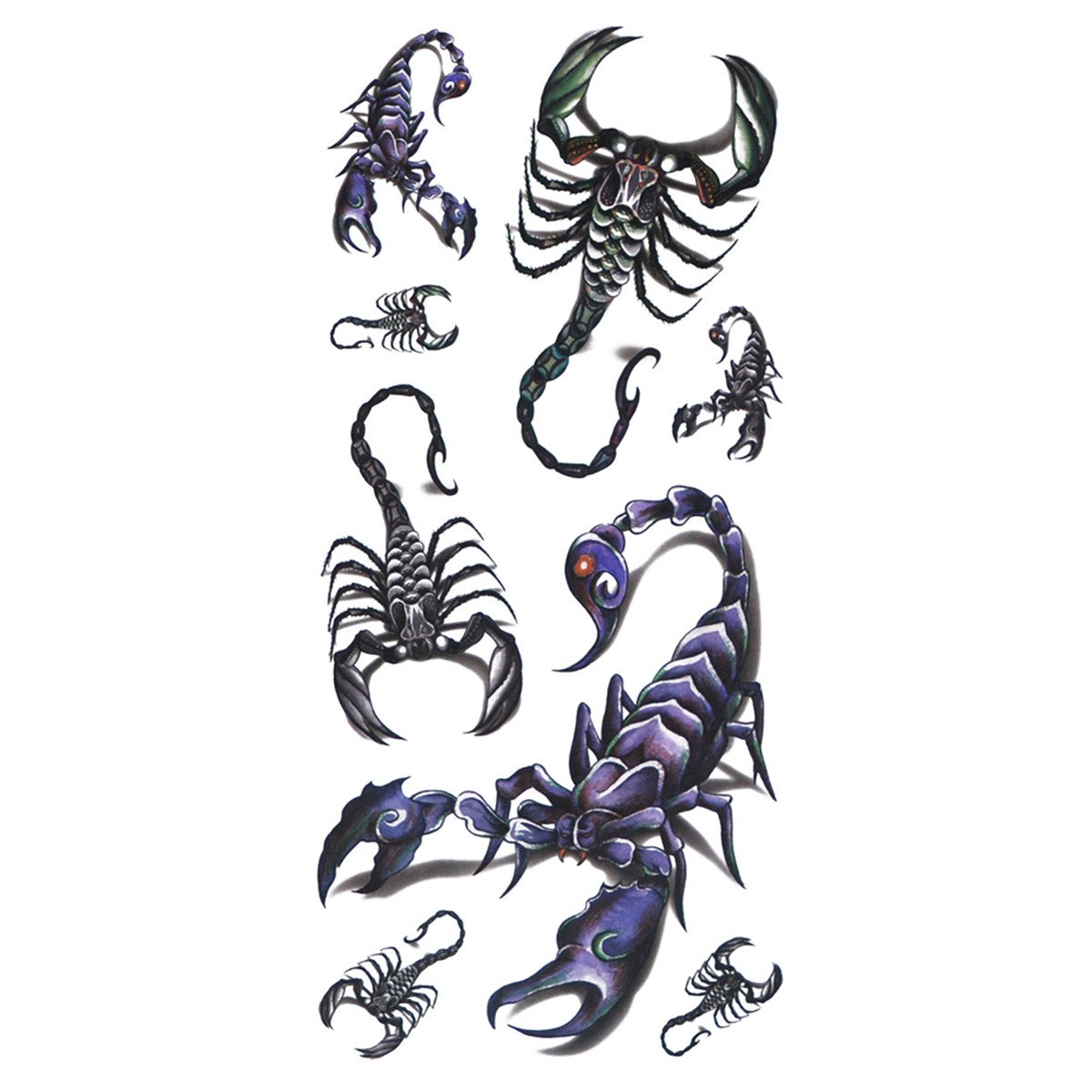 COKOHAPPY 5 Sheets Temporary Tattoo 3D Scorpion for Women Men Lower Back Shoulder Neck Arm