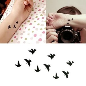 oottati small cute temporary tattoo black bird (set of 2)