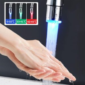 3-Color Temperature Sensitive Gradient LED Water Faucet Light Water Stream Color Changing Faucet Tap Sink Faucet For Kitchen and Bathroom