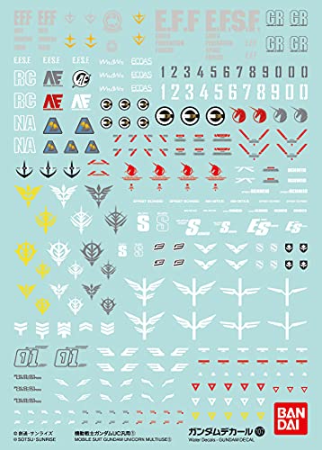 Bandai Hobby No.107 Mobile Suit Gundam UC 1 , Bandai Gundam Decal Hobby Decals