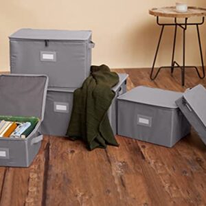 Covermates Keepsakes - Zip-Top Storage Box - Heavy Duty Polyester- Reinforced Handles - Stackable Design - Indoor Storage-Graphite