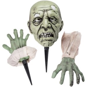 PREXTEX Halloween Zombie Face & Arms Lawn Stakes Groundbreaker Decoration - The Best Outdoor Graveyard Decoration for Halloween - Zombie Halloween Decorations