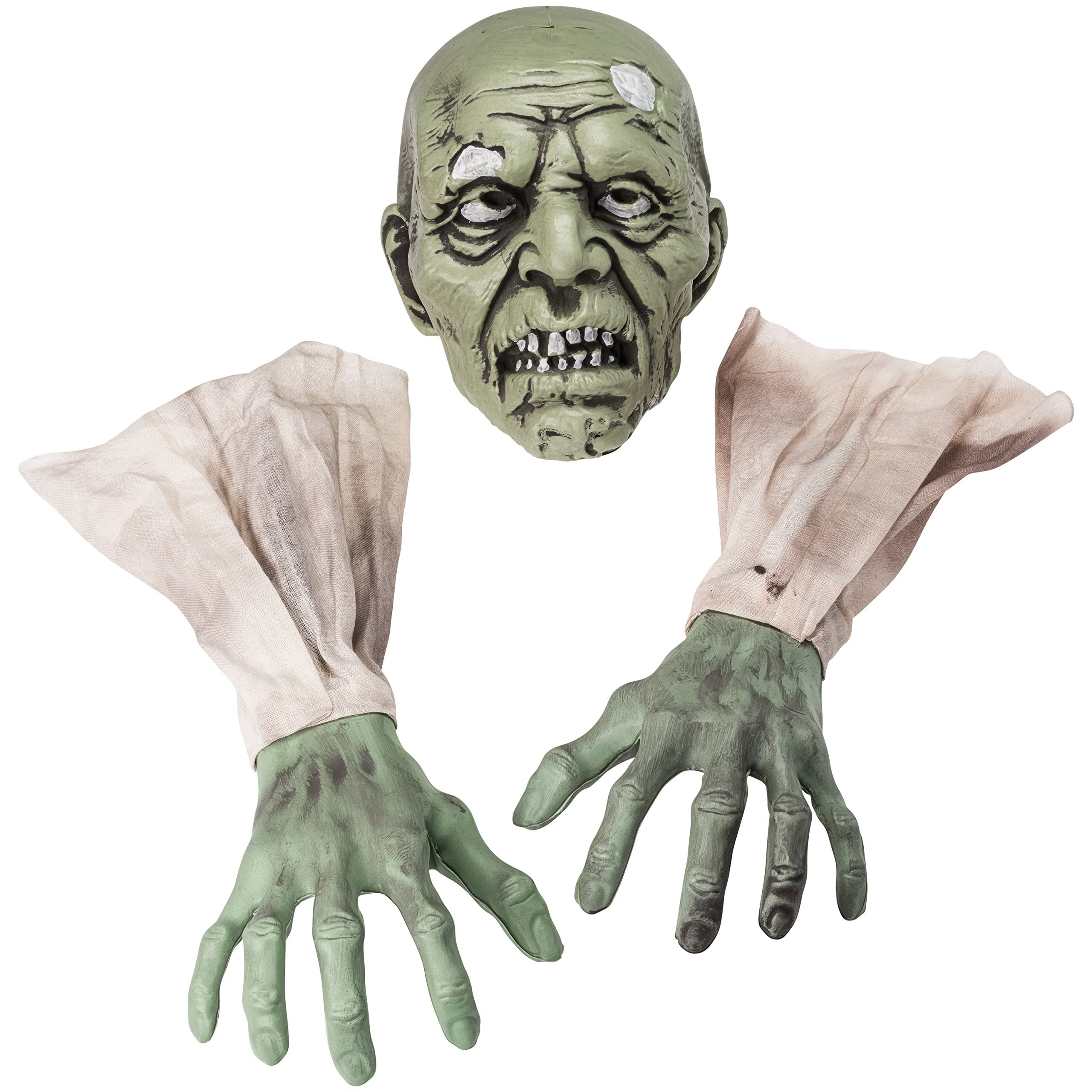 PREXTEX Halloween Zombie Face & Arms Lawn Stakes Groundbreaker Decoration - The Best Outdoor Graveyard Decoration for Halloween - Zombie Halloween Decorations