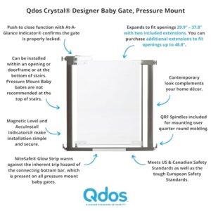 Qdos Safety Crystal Designer Baby Safety Gate - Meets Tougher European Standards - Modern Design and Unparalleled Safety - Beauty & Safety Together - Simple Installation | Pressure Mount