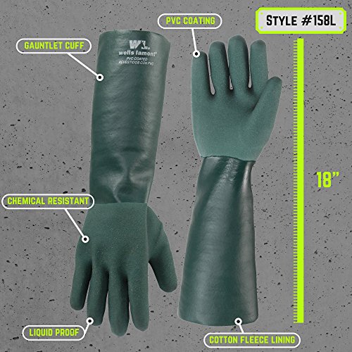 Wells Lamont Men's 18 Inch Chemical Gloves, Green, 2 Count Pack