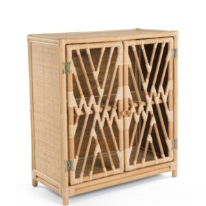 KOUBOO Rattan Chippendale Storage Cabinet with 2 Doors, Natural Color