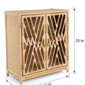 KOUBOO Rattan Chippendale Storage Cabinet with 2 Doors, Natural Color