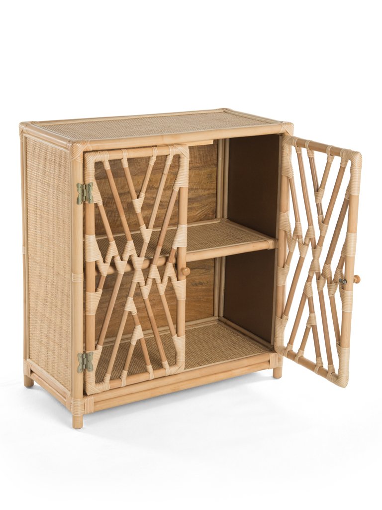 KOUBOO Rattan Chippendale Storage Cabinet with 2 Doors, Natural Color