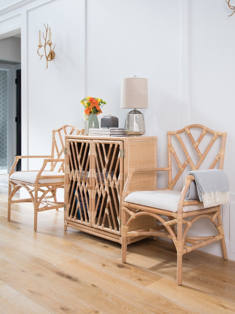 KOUBOO Rattan Chippendale Storage Cabinet with 2 Doors, Natural Color