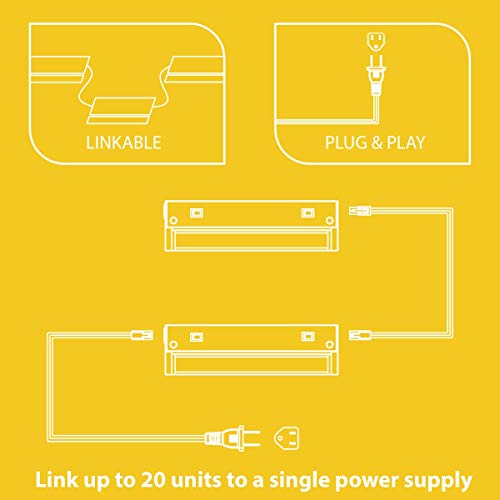 GETINLIGHT Swivel Dimmable LED Under Cabinet Lighting, Selectable White 2700K/ 4000K, 12-inch, Plugged-in Only, White Finished, IN-0109-2-WH