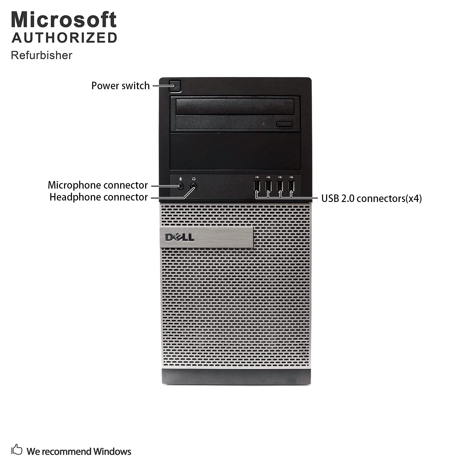 DELL Optiplex 990 Tower High Performance Business Desktop Computer, Intel Quad Core i5 up to 3.4GHz Processor, 8GB RAM, 2TB HDD, DVD, WiFi, Windows 10 Pro 64 Bit(Renewed)']