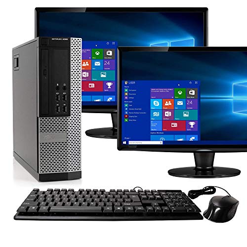 Dell Optiplex 9020 SFF Computer Desktop PC, Intel Core i5 Processor, 16 GB Ram, 1TB SSD, WiFi, Bluetooth 4.0, DVD-RW, Dual 19 inch LCD Monitors, Windows 10 Pro (Renewed)