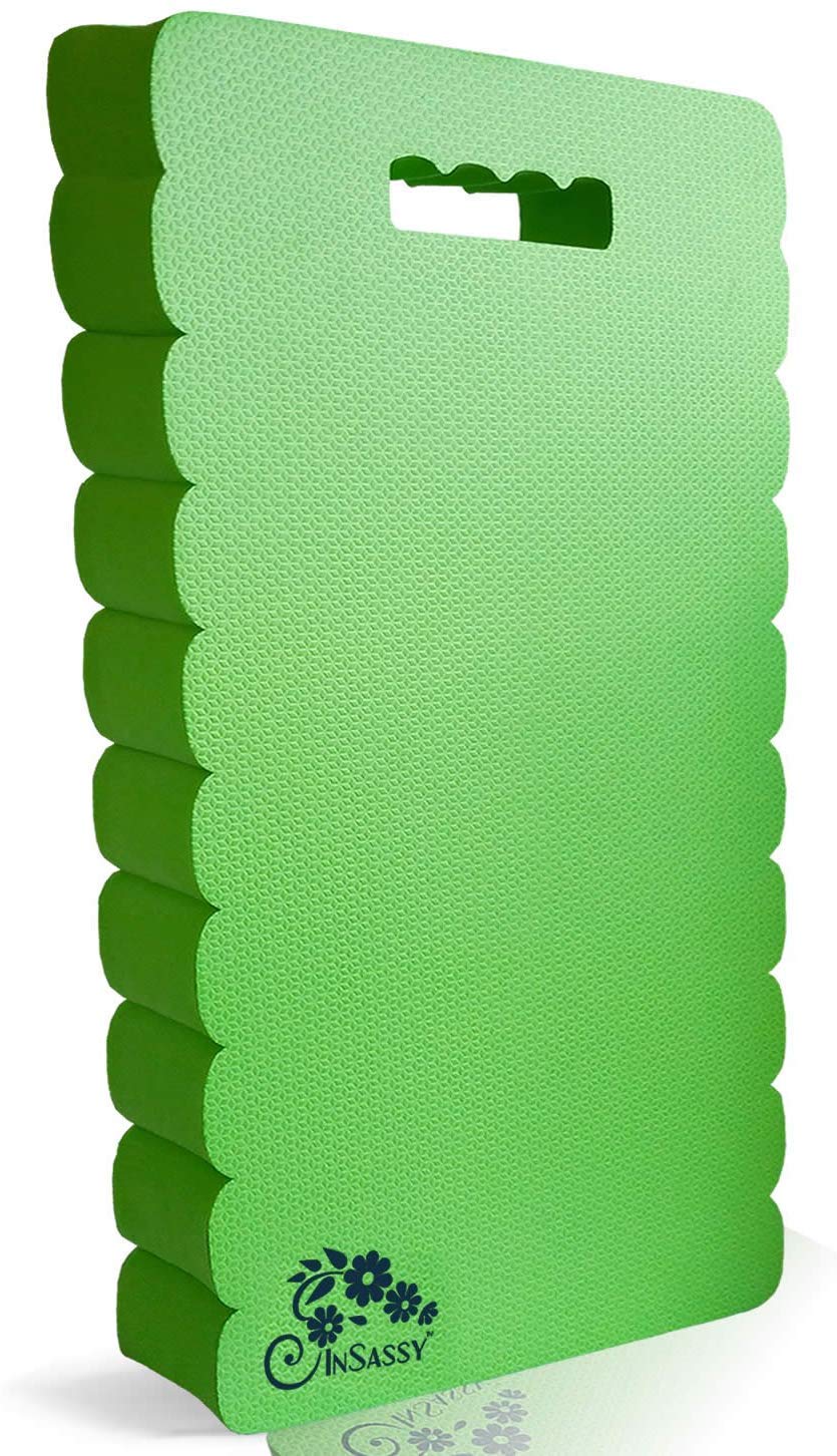 InSassy Garden Kneeler Pad - Kneeling Mat Gardening Baby Bath Work Yoga Exercise & Prayer - High Density Knee Pad, Green (Largest & Thickest - 22 x 11 x 1 1/2 Inches)