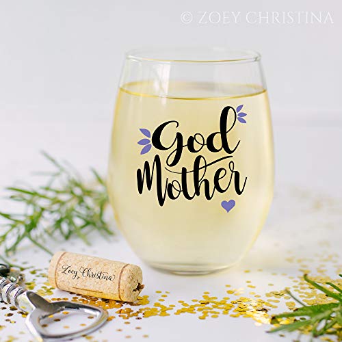 Zoey Christina New Godmother Gift for Women from Niece Fairy mom announcement Wine Glass 18 oz Mothers Day Gift for Sister 0041