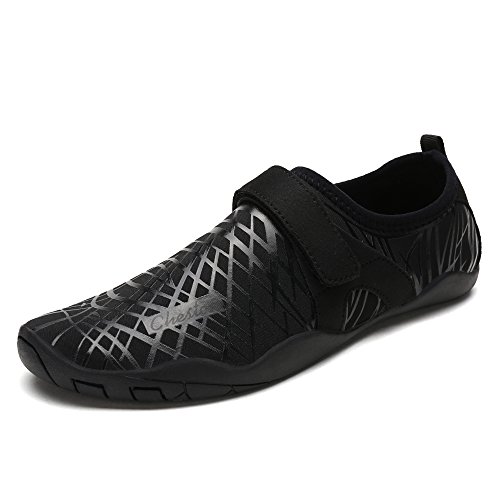 Cheston Mens Barefoot Quick Dry Aqua Water Shoe(16 Women / 14 Men, All-Black)