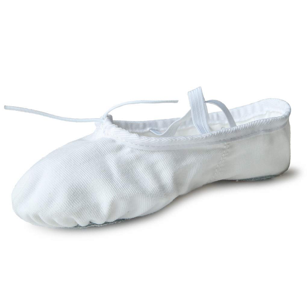 Nexete Ballet Dance Yoga Gymnastics Split-Sole Canvas Adult Shoes Slipper (8.5, White)