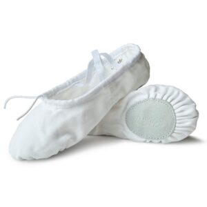 Nexete Ballet Dance Yoga Gymnastics Split-Sole Canvas Adult Shoes Slipper (8.5, White)