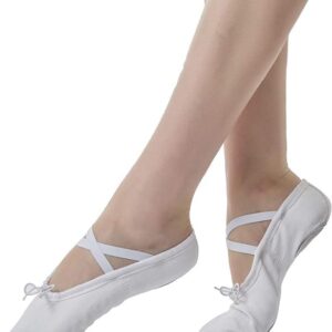 Nexete Ballet Dance Yoga Gymnastics Split-Sole Canvas Adult Shoes Slipper (8.5, White)