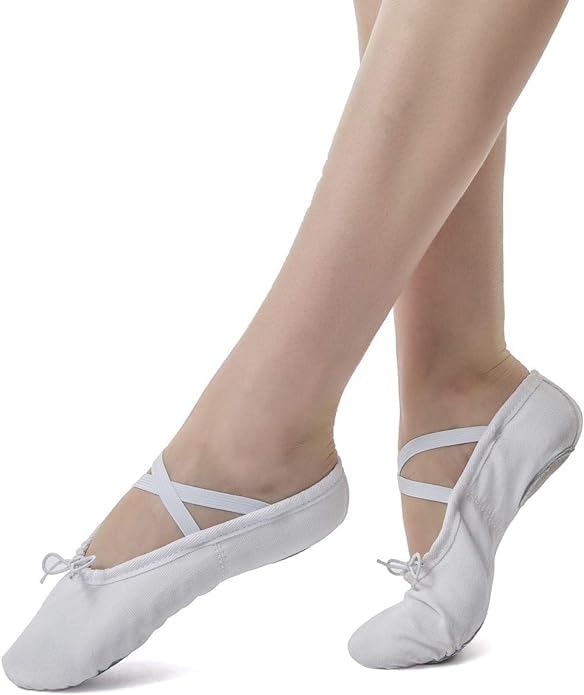 Nexete Ballet Dance Yoga Gymnastics Split-Sole Canvas Adult Shoes Slipper (8.5, White)