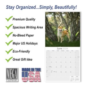 2023 2024 Shiba Inu Calendar - Dog Breed Monthly Wall Calendar - 12 x 24 Open - Thick No-Bleed Paper - Giftable - Academic Teacher's Planner Calendar Organizing & Planning - Made in USA